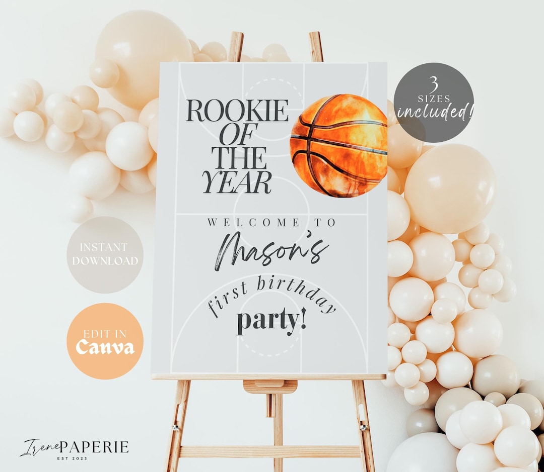 Basketball Rookie of the Year First Birthday Welcome Sign Rookie Year ...