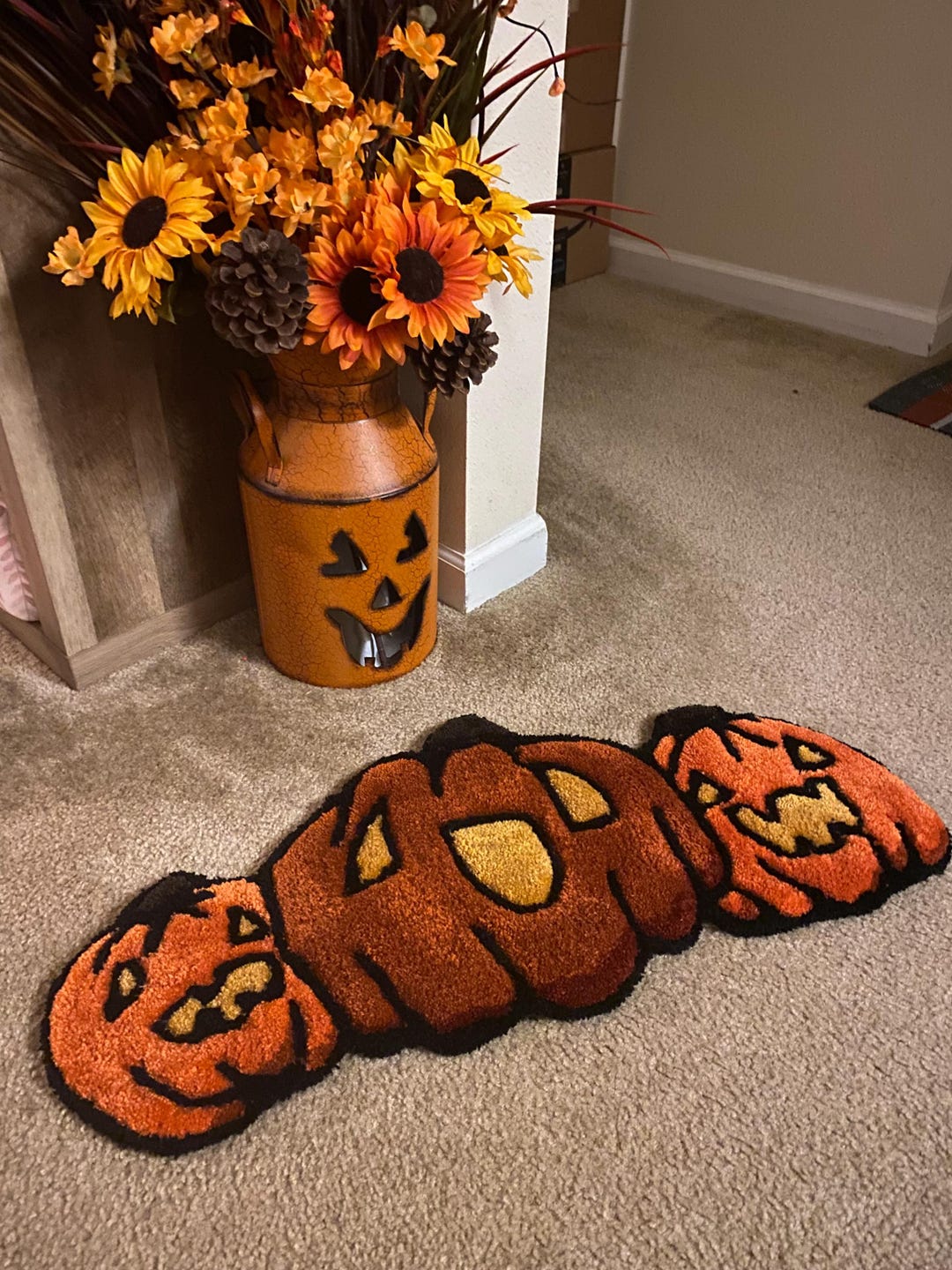 Tufted Pumpkin Rug Design, Made to Order Home Decor, Personalized Rug ...