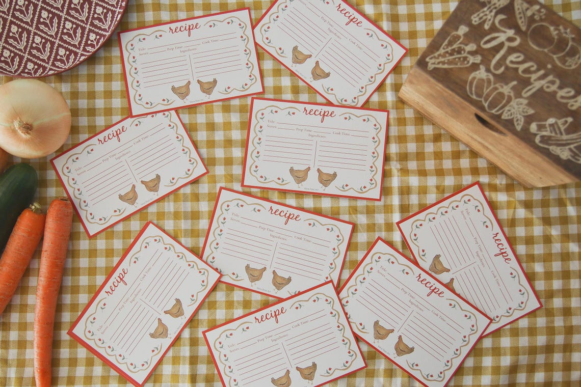 Chicken Recipe Card Printable: Kitchen Art (PDF) - Etsy