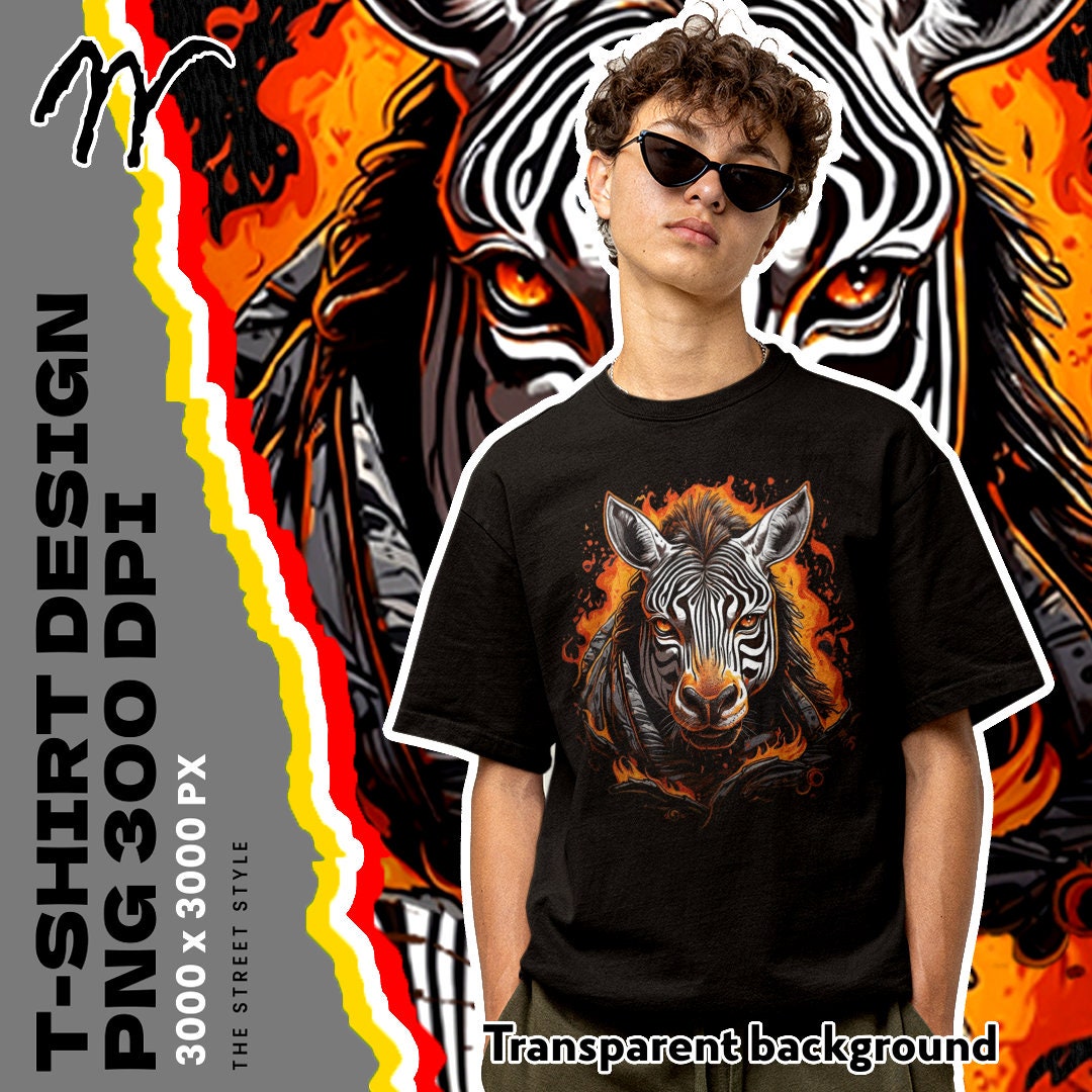 Zebra Fire Clipart Png File Digital Art Streetwear T-shirt Design - Etsy