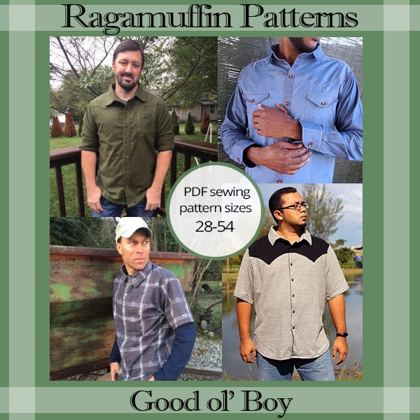 Mens Western Shirt Patterns Free Mens Western Shirt Pattern Pdf Etsy