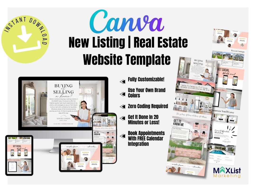 Customizable Canva Realtor Website Template | Lead Generation Landing ...