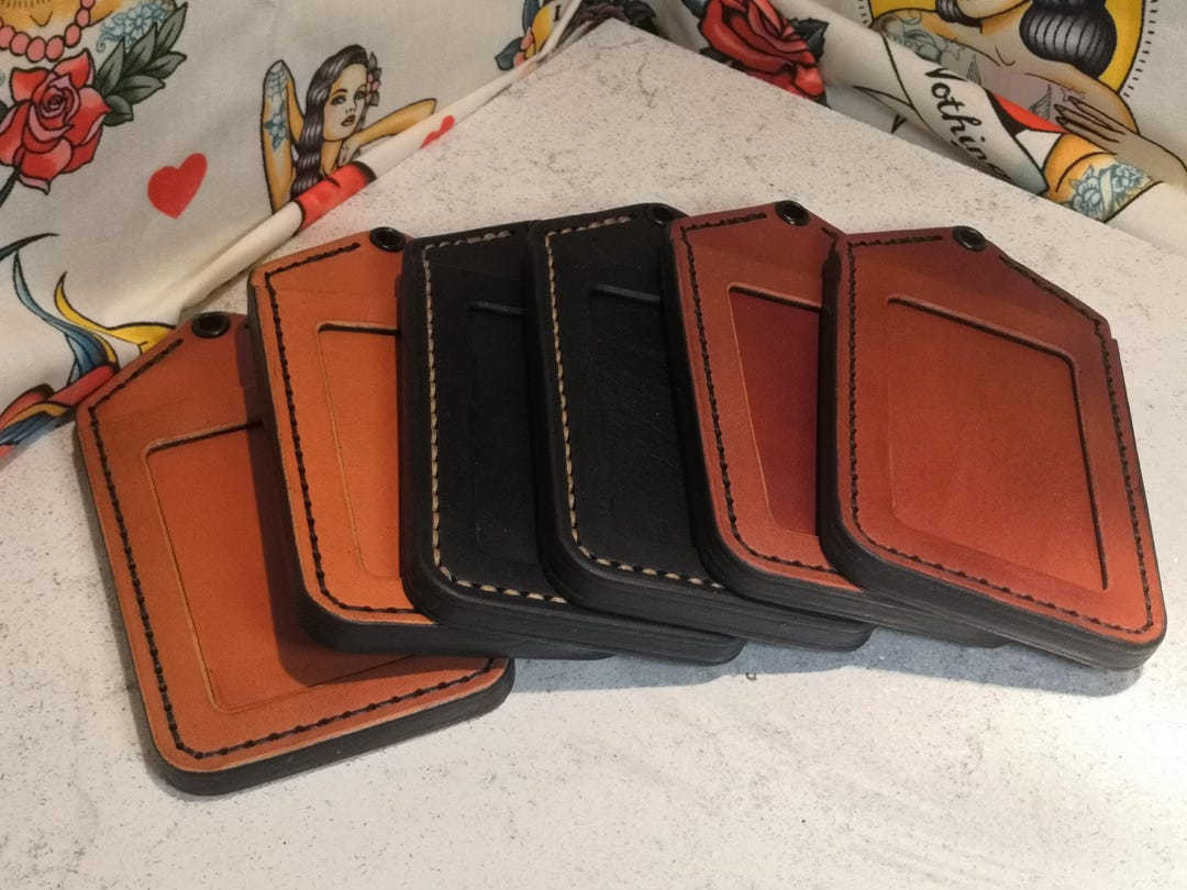 Leather Badge Holder | 2 Pocket ID Card Holder | ID Pass for ...