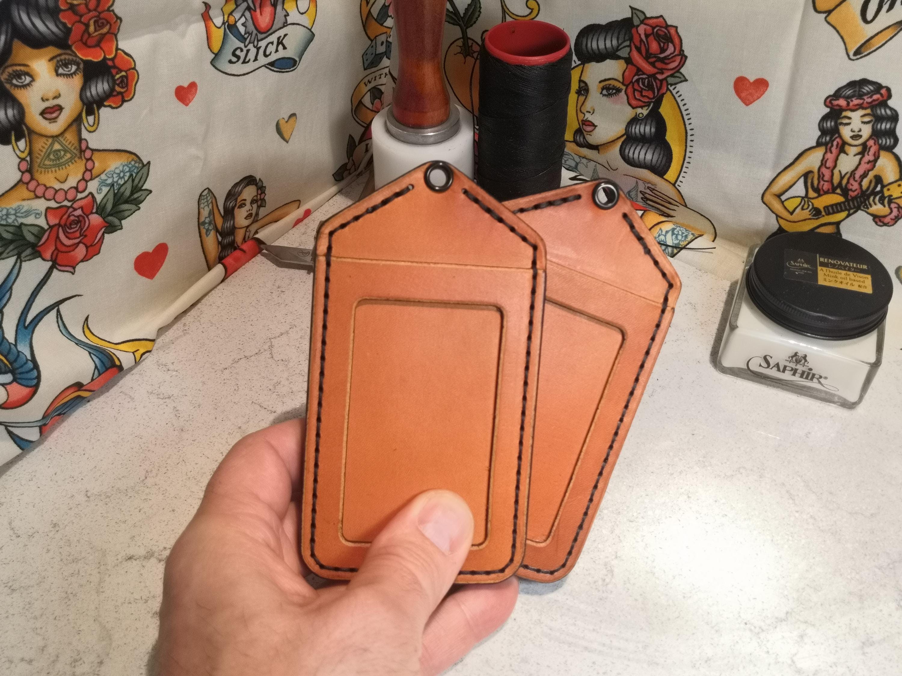 Leather Badge Holder 2 Pocket ID Card Holder ID Pass for Professionals ...