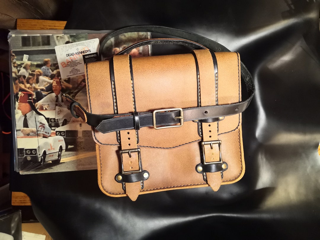 Small Brown and Black Rectangular Leather Bag | Stylish Crossbody With ...