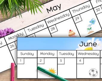 Linear Calendar 2026 Montessori Preschool Kids Calendar School ...