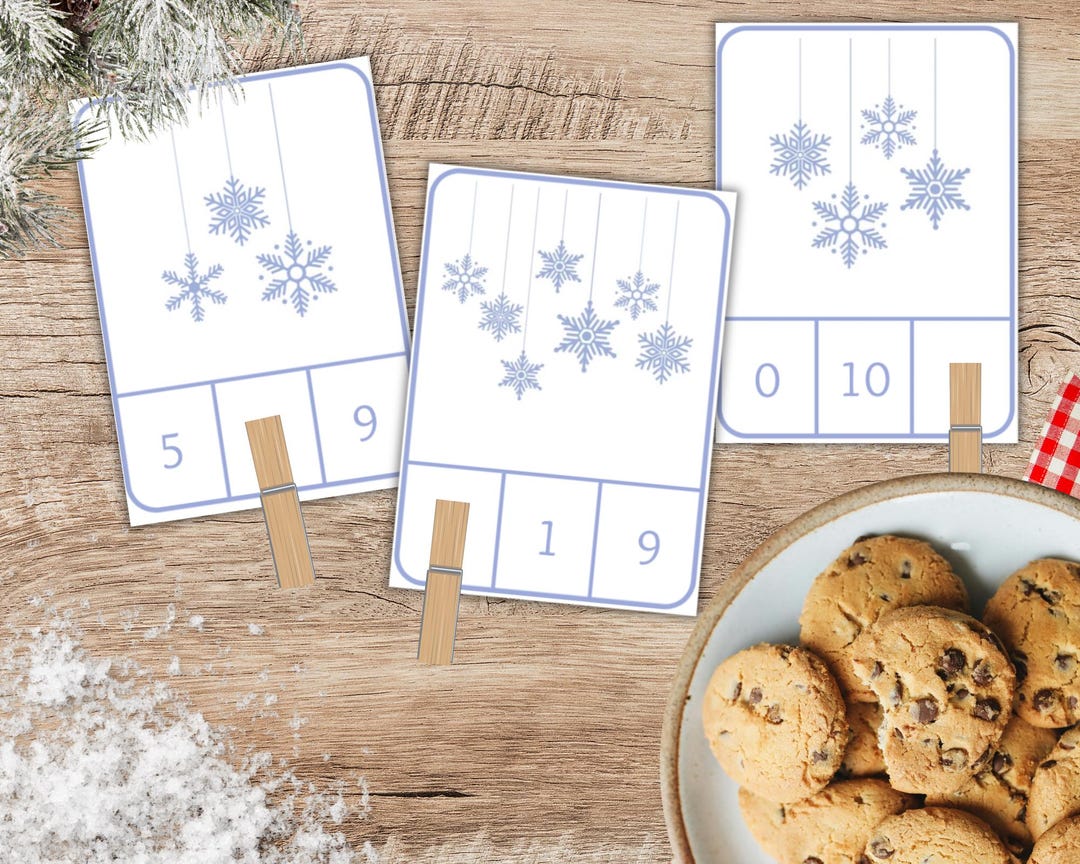 Snowflake Count and Clip Cards - Etsy