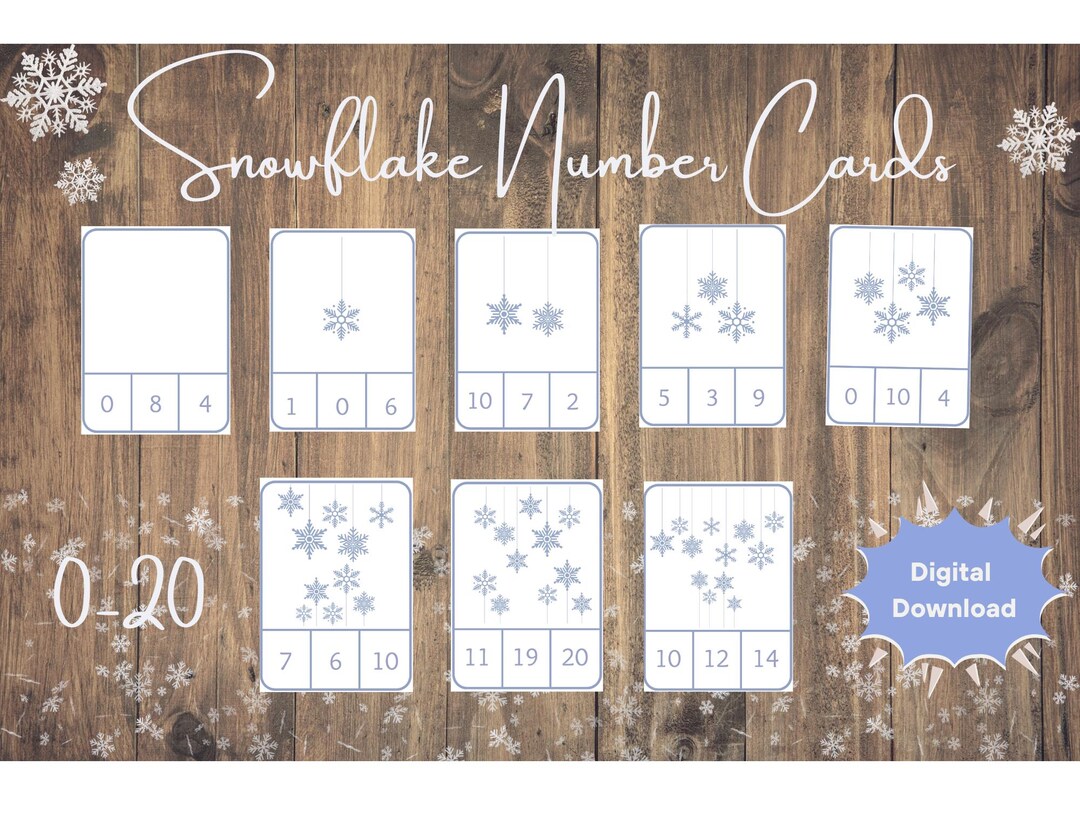 Snowflake Count and Clip Cards - Etsy