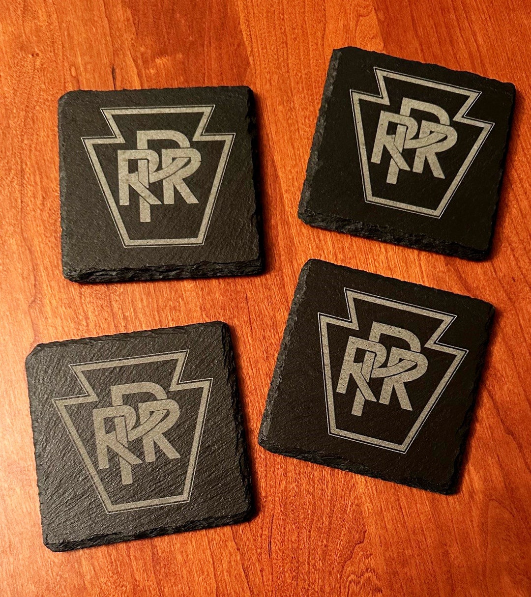 4 - 4" Slate Railroad Coasters - Etsy