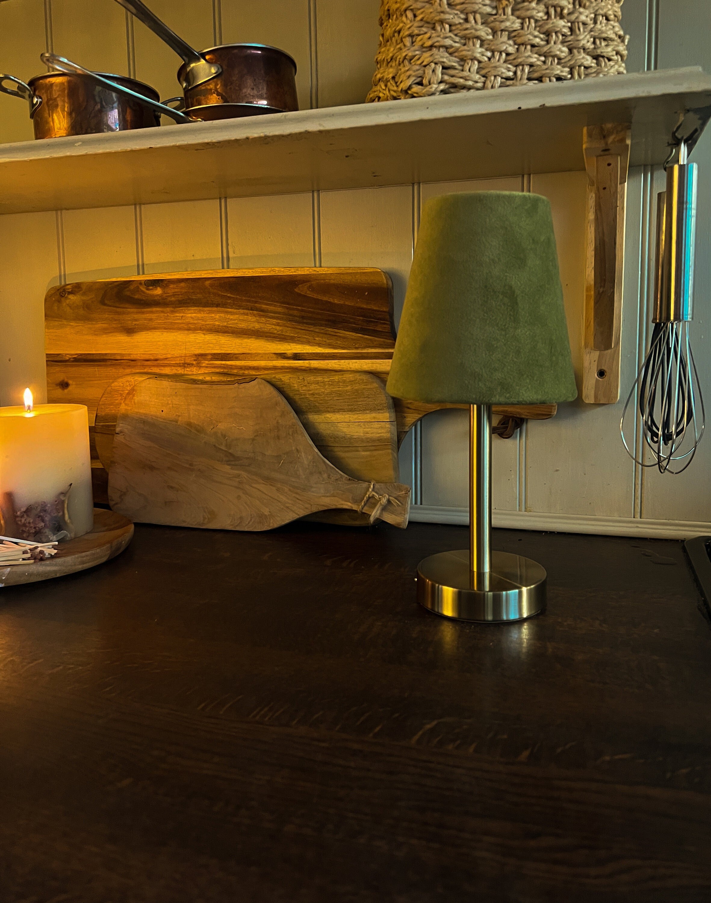 Olive Moss Green Velvet Candle Clip Lampshade Handmade - Etsy