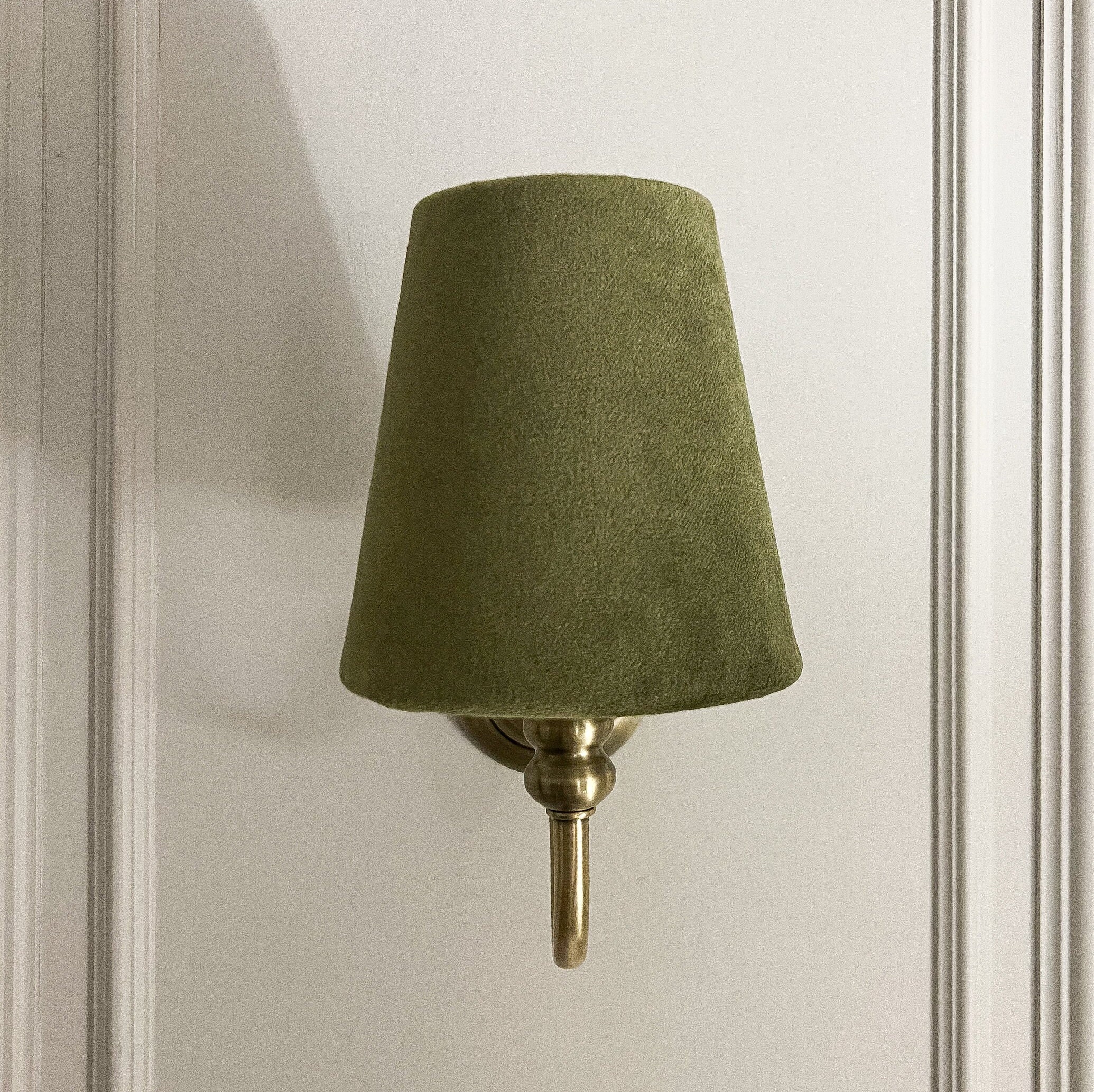 Olive Moss Green Velvet Candle Clip Lampshade Handmade - Etsy