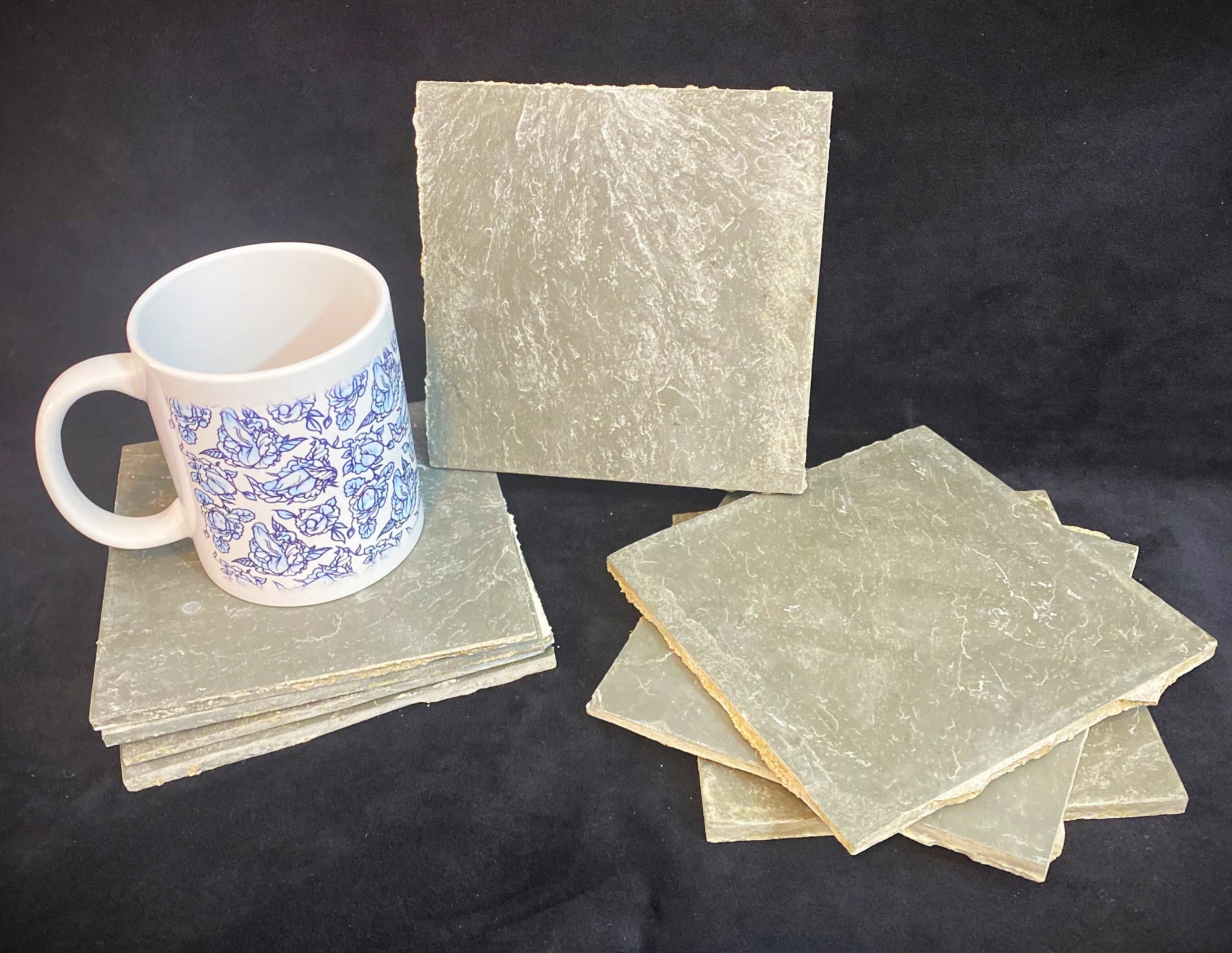 Vintage 1960s Salvaged Reclaimed Natural Slate Tiles approx 5.75 Square ...