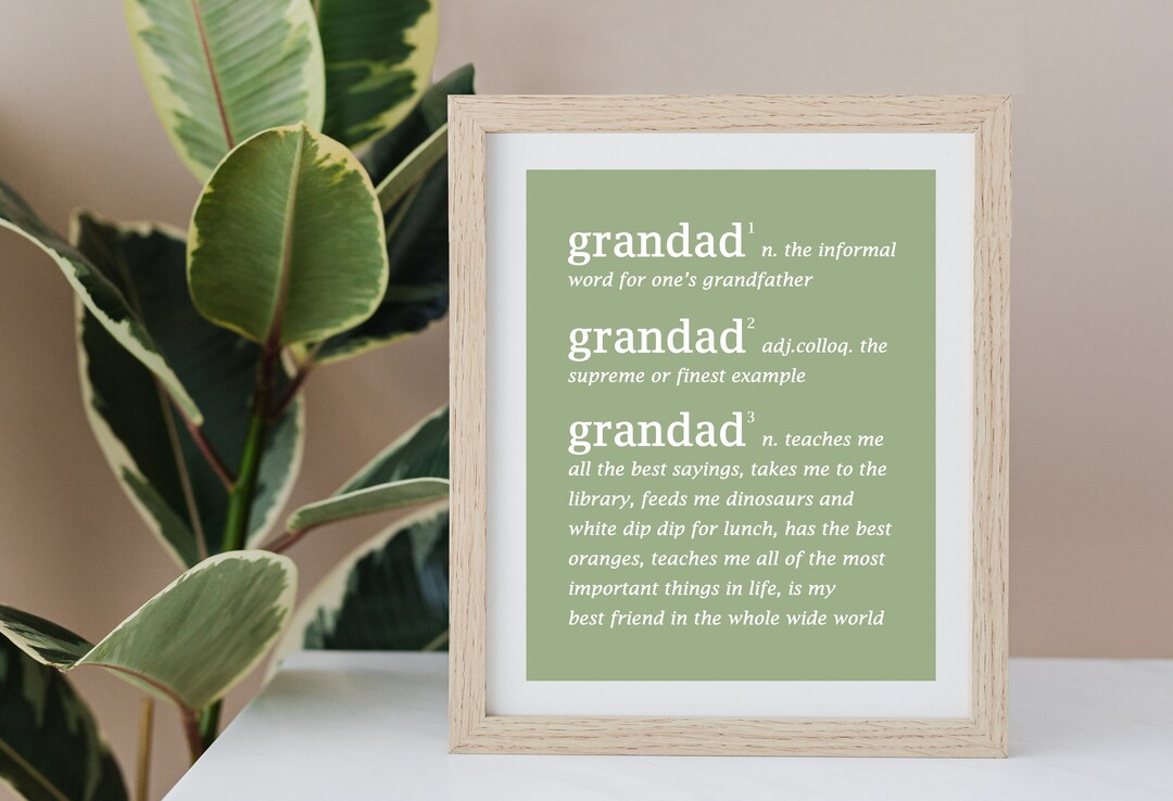 Grandad Dictionary Print Present - PRINTABLE Personalised Granddad Gift ...