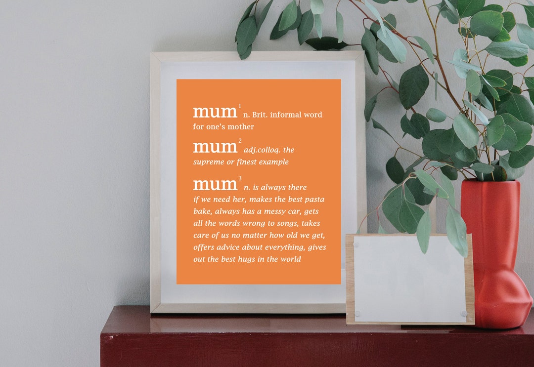 Mum Dictionary Print Present - PRINTABLE Personalised Mum Gift - Etsy