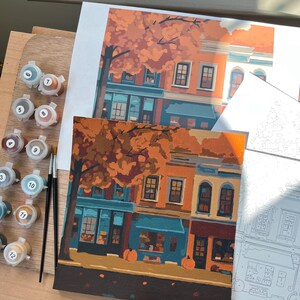 Paint by Number Paint Kit for Adults Fall Storefont Kidulting - Etsy