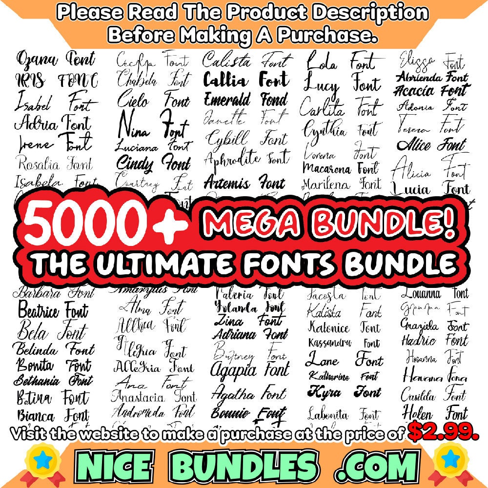 5,000 FONTS INSTANT DOWNLOAD, Cursive Fonts Svg, Wedding Fonts Bundle ...