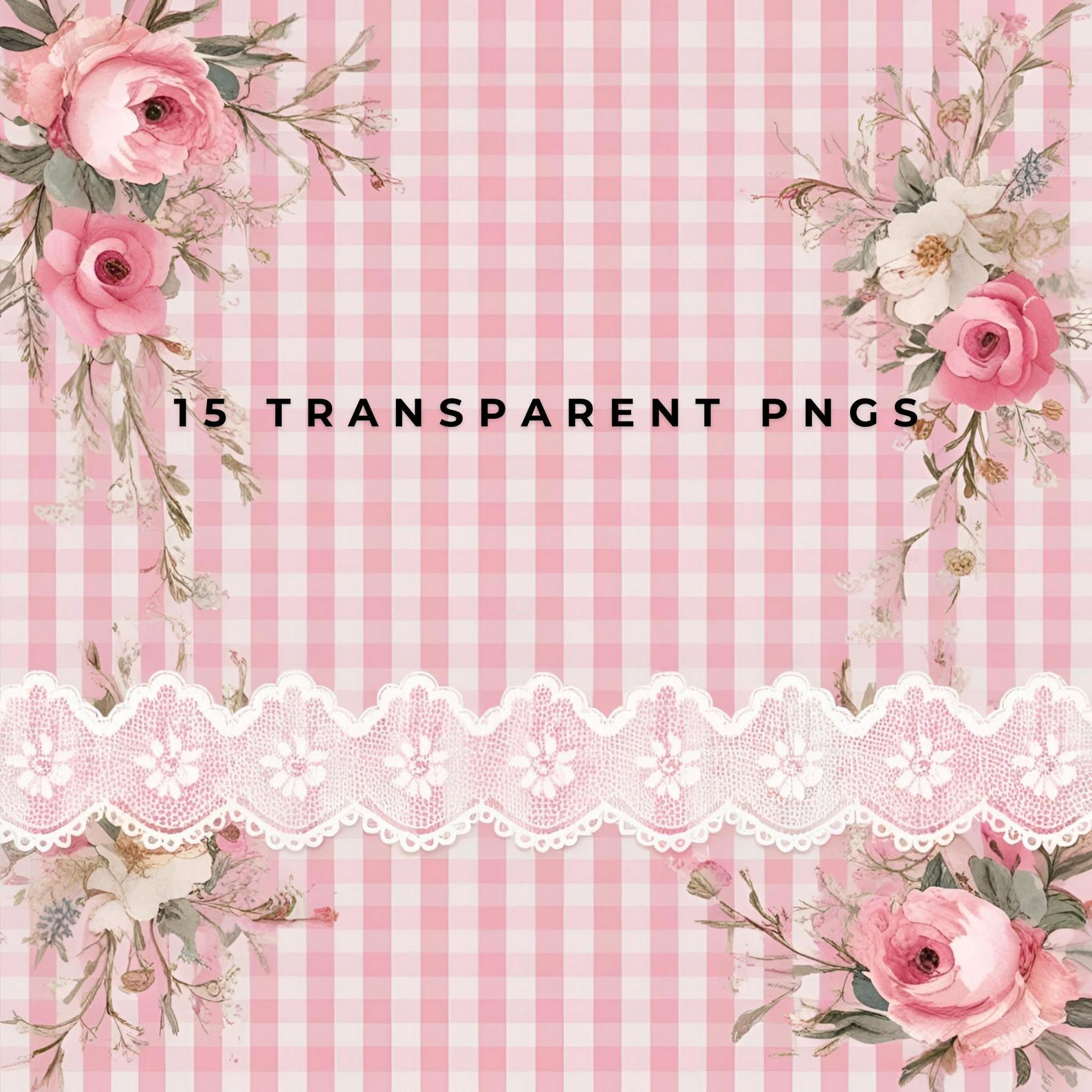 Pink and White Gingham Pattern Clipart Pastel Pink Gingham Pattern PNG ...