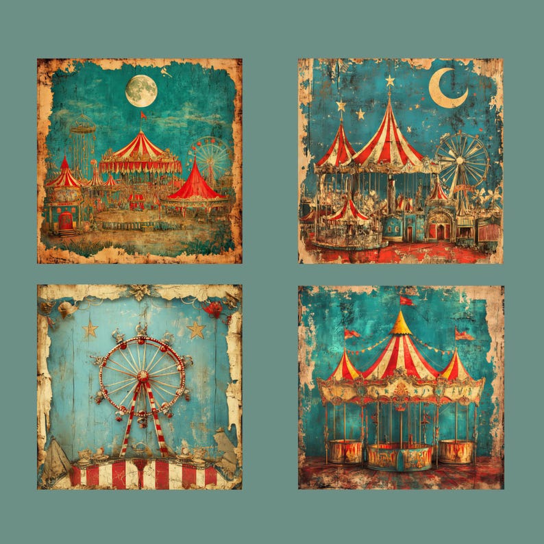 Vintage Circus Clipart Bundle Whimsical Circus Backgrounds JPG Circus ...