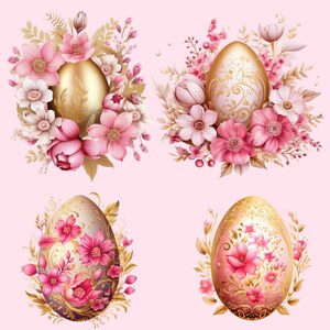 Golden Easter Egg Clipart, Gold Easter Eggs, Gold Floral Egg Clipart ...