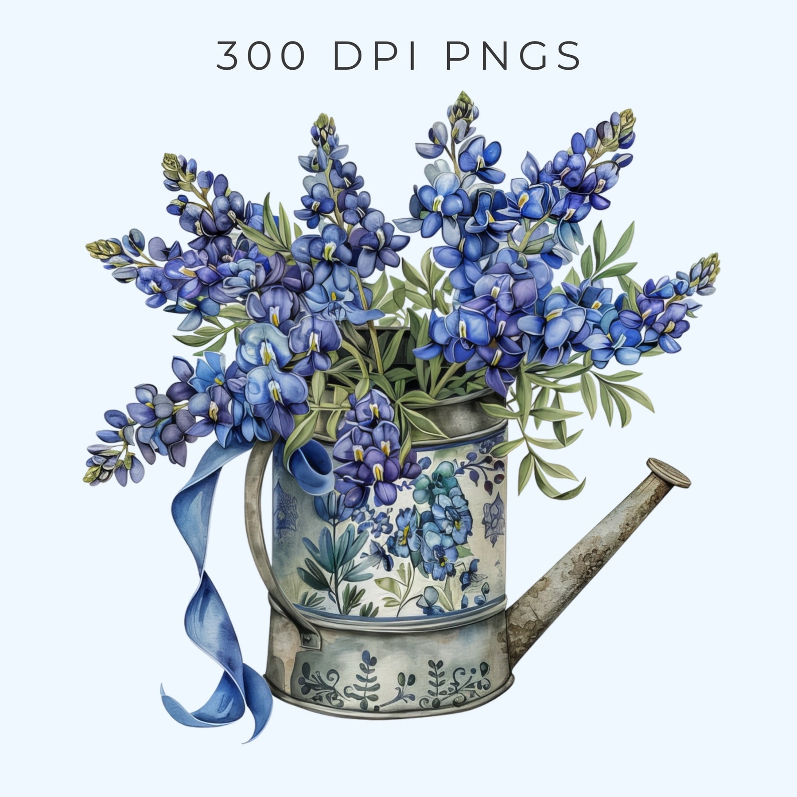 Bluebonnet Clipart Bundle PNG Watercolor Bluebonnet Clip Art Set Blue ...