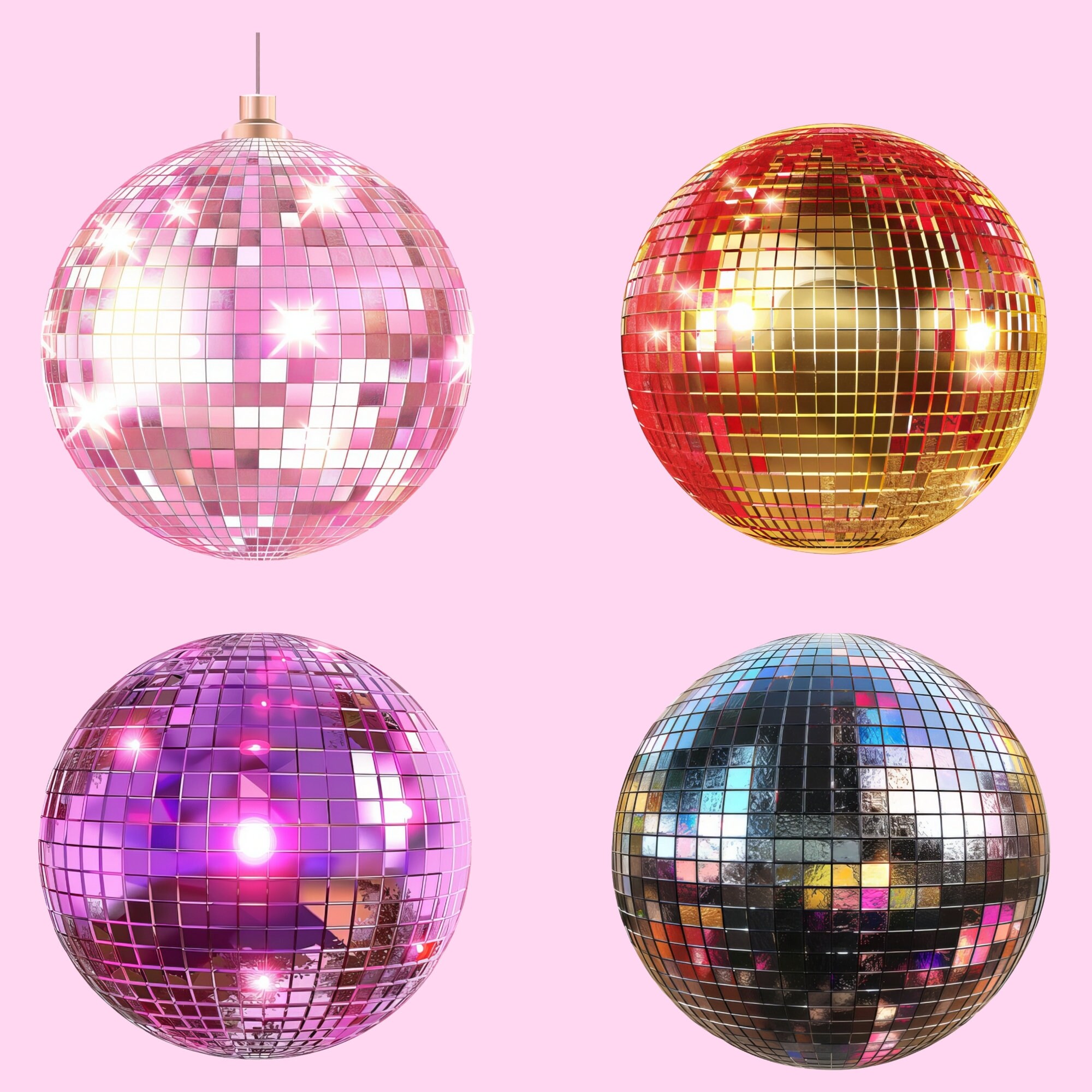 Disco Ball Clipart Set Disco Ball Glitter Collection Mirror Balls PNG ...