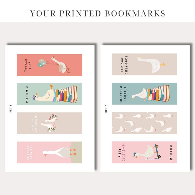 Silly Goose Printable Bookmarks Cute Printable Bookmarks Childrens ...