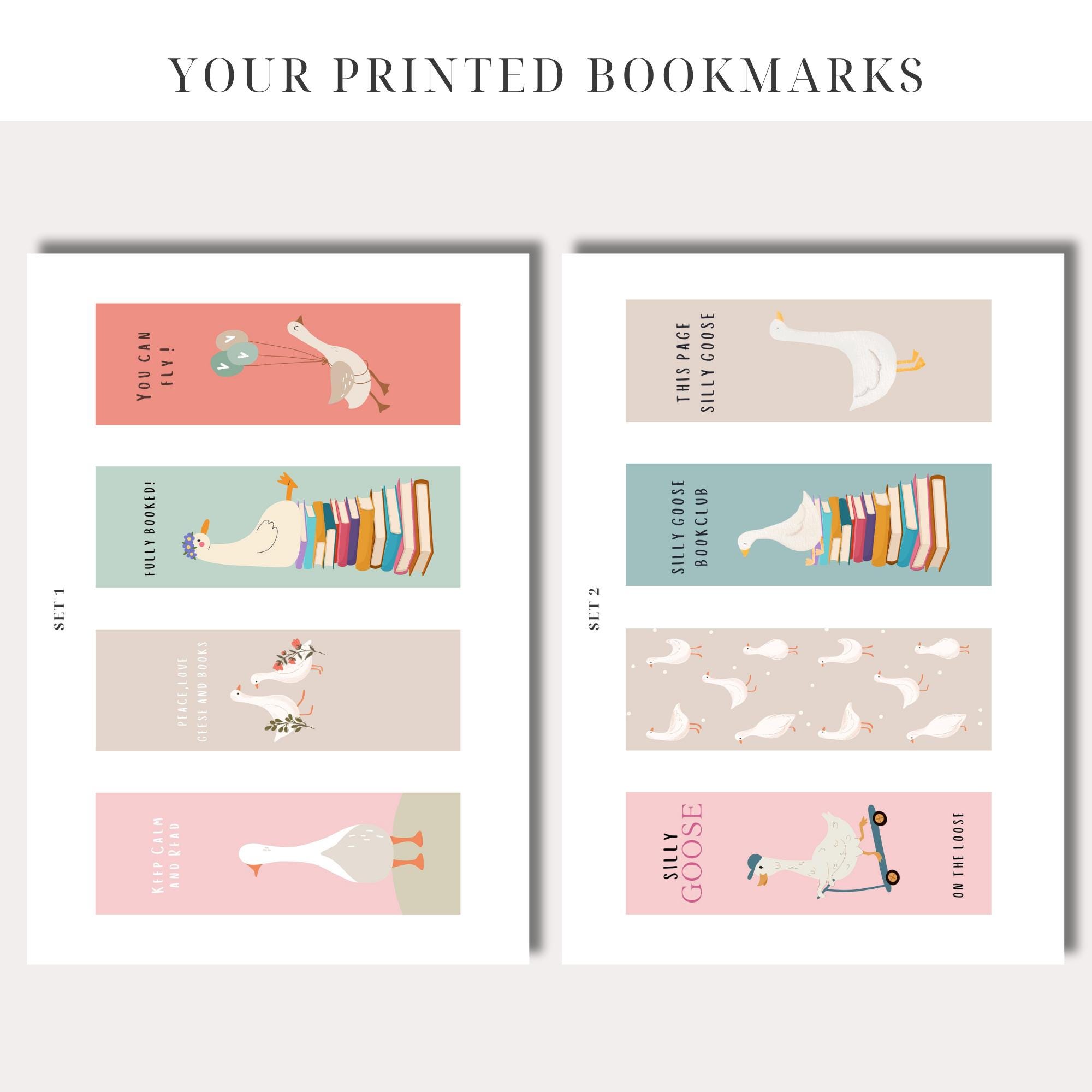 Silly Goose Printable Bookmarks Cute Printable Bookmarks Childrens ...