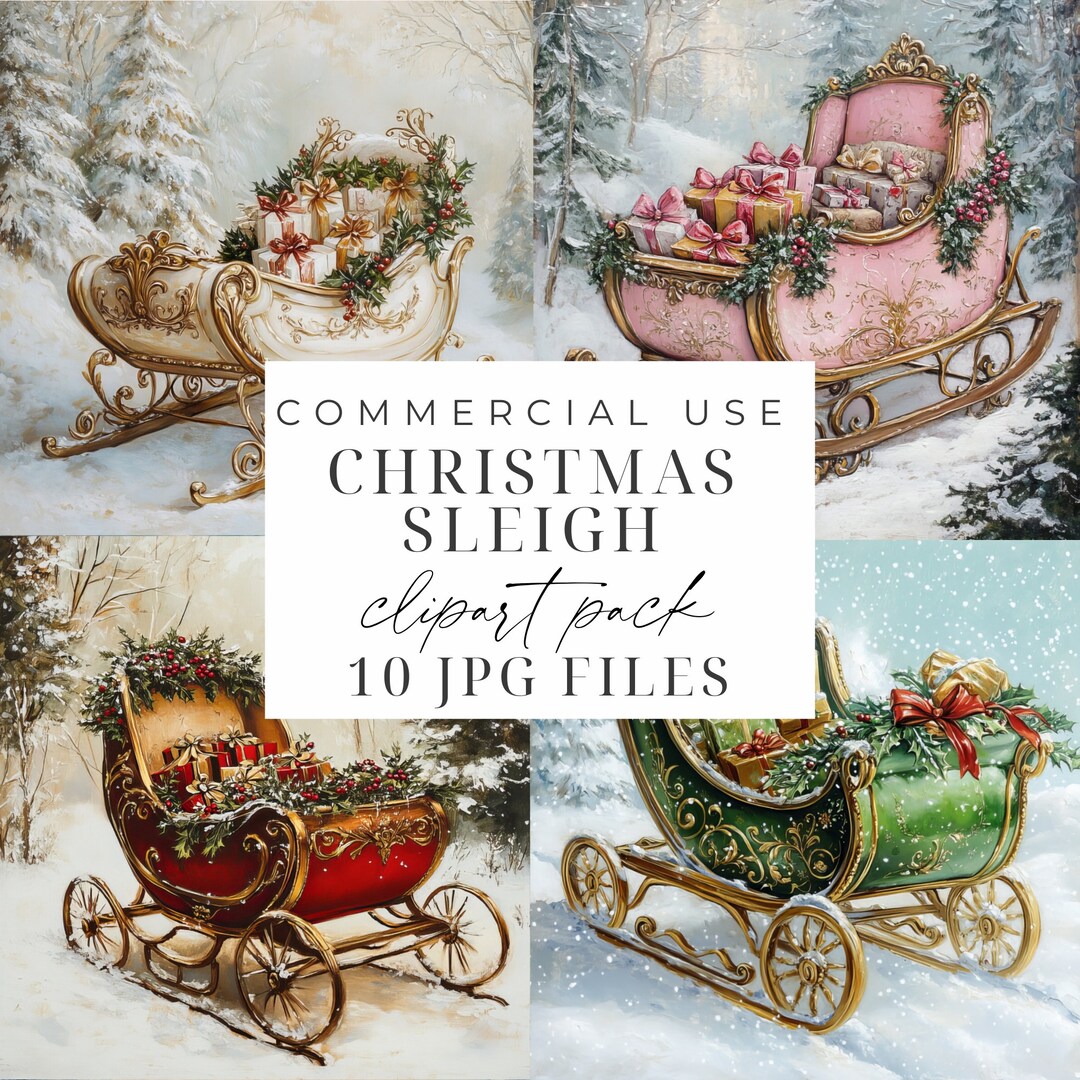 Christmas Sleigh Clipart Santa Sleigh Clipart Jpgs Traditional ...