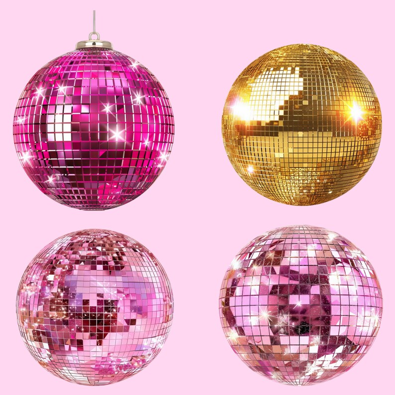 Disco Ball Clipart Set Disco Ball Glitter Collection Mirror Balls PNG ...