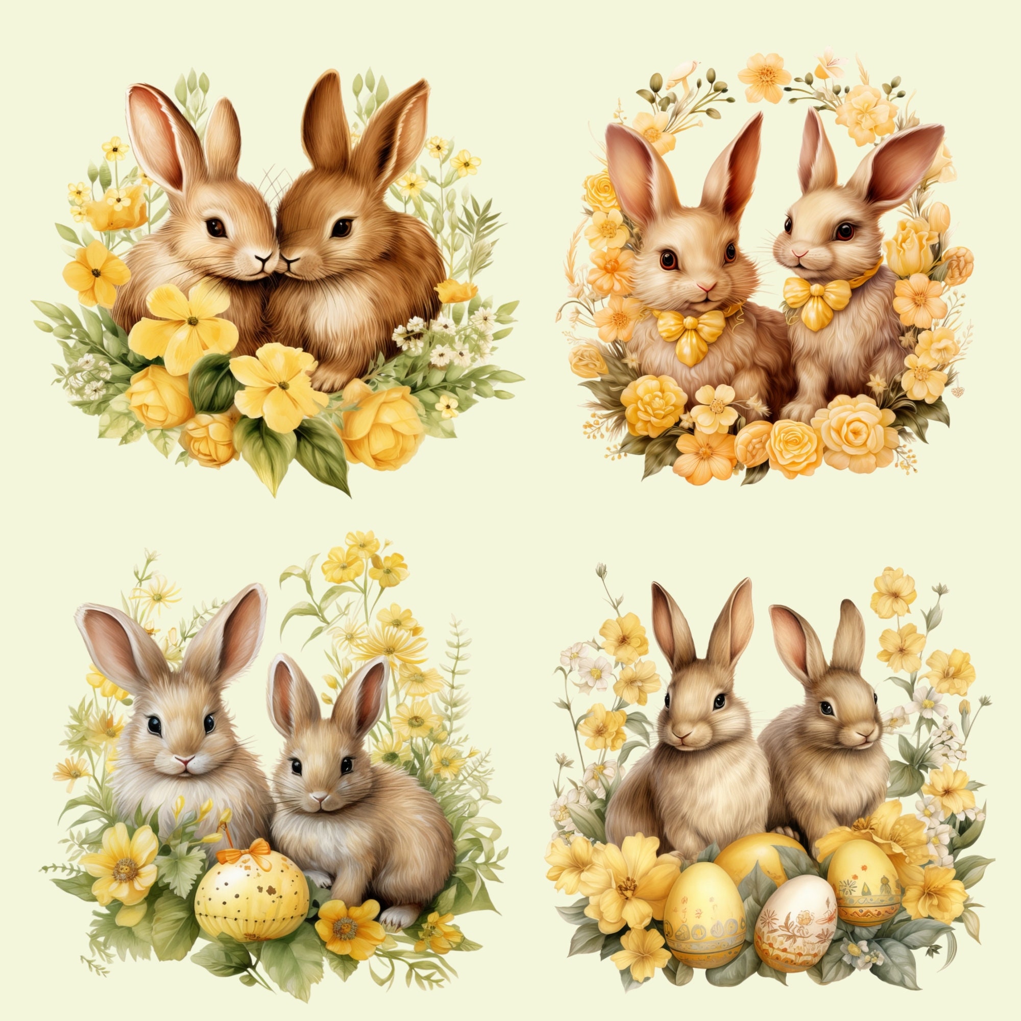 Easter Bunny Clipart PNG, Baby Bunnies Spring Clipart, Easter Egg ...