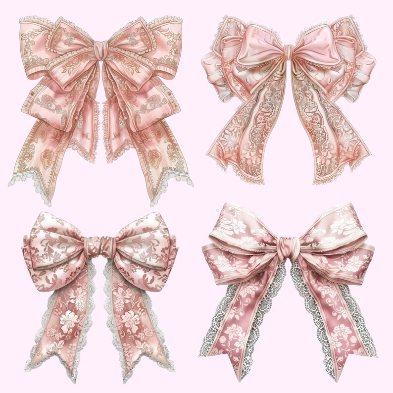 Pink Bows Clipart PNG Watercolor Pink Bow Clipart Coquette Clip Art ...
