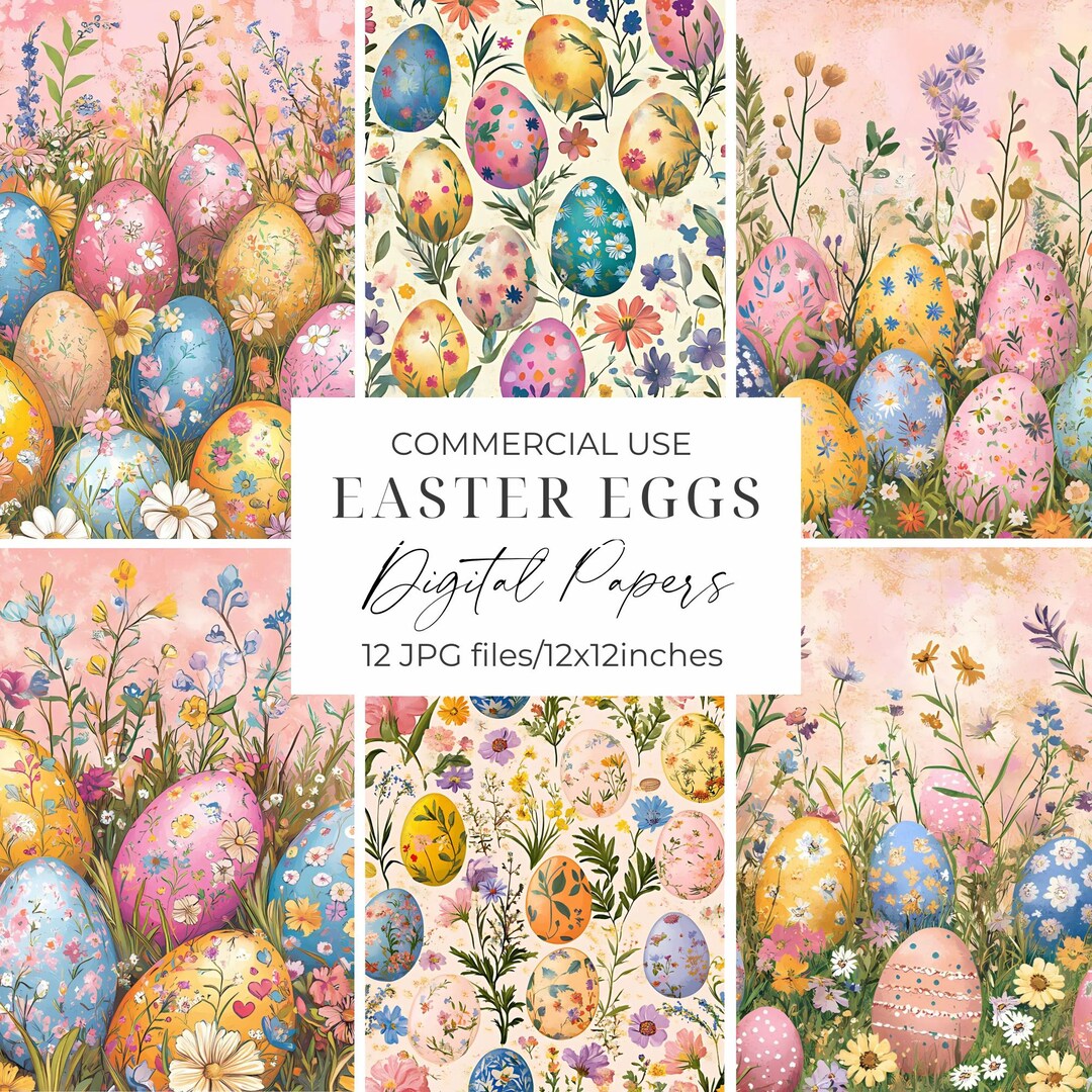 Easter Digital Paper Bundle Printable Easter Digital Paper JPG Pastel ...