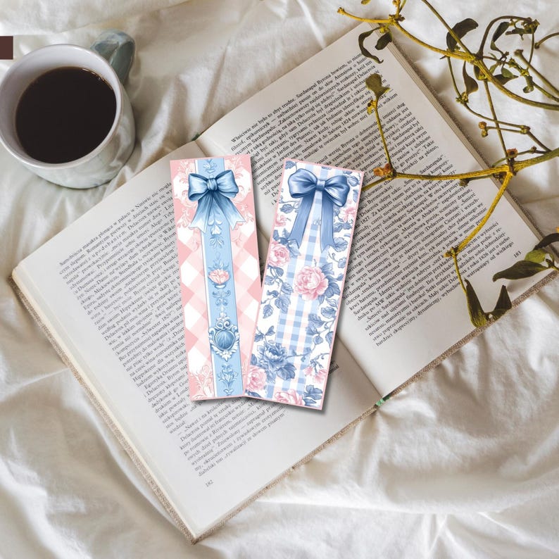 Coquette Bow Printable Bookmarks Pastel Pink Bookmarks Digital Download ...