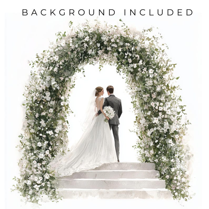 Wedding Arch Clipart Watercolor Wedding Flowers Clipart Floral Wedding ...