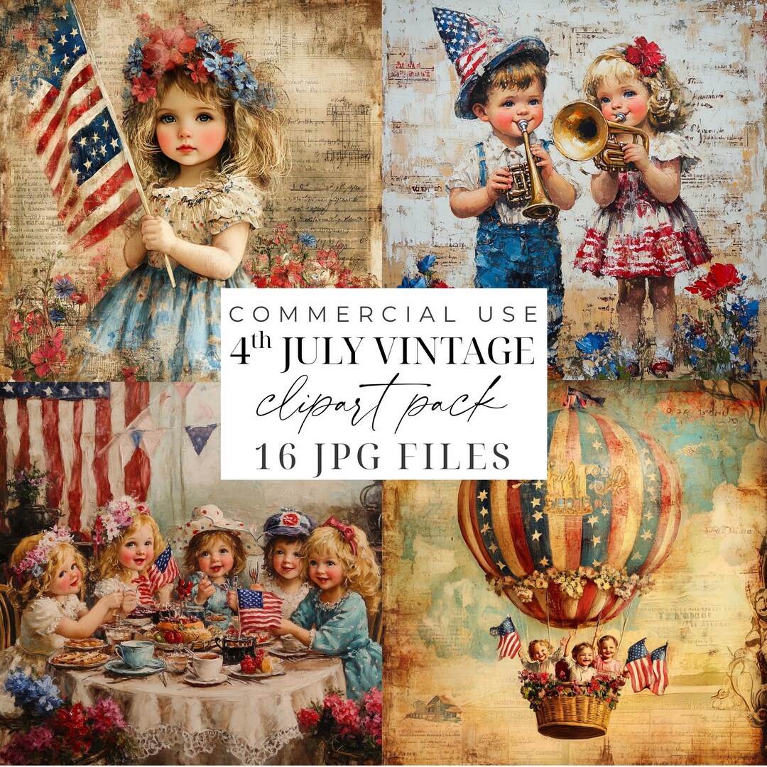 4th July Clipart Independence Day Clipart Cute Vintage Children July ...