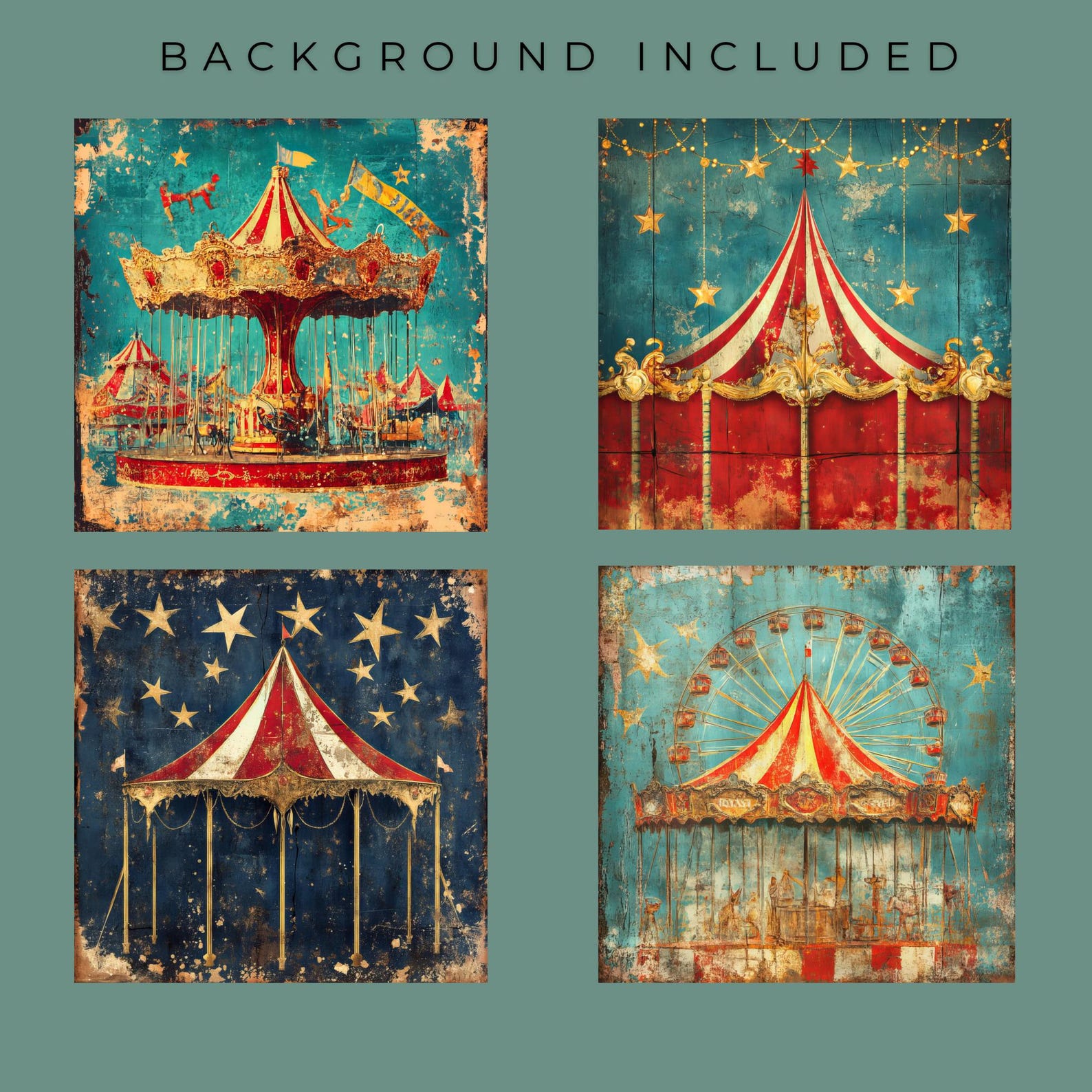 Vintage Circus Clipart Bundle Whimsical Circus Backgrounds JPG Circus ...