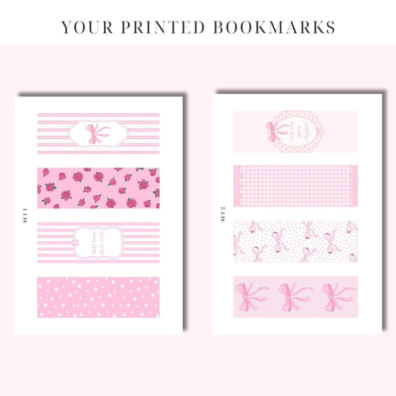 Printable Bookmarks Paste Pink Girly Bookmarks Coquette Bookmarks Cute ...