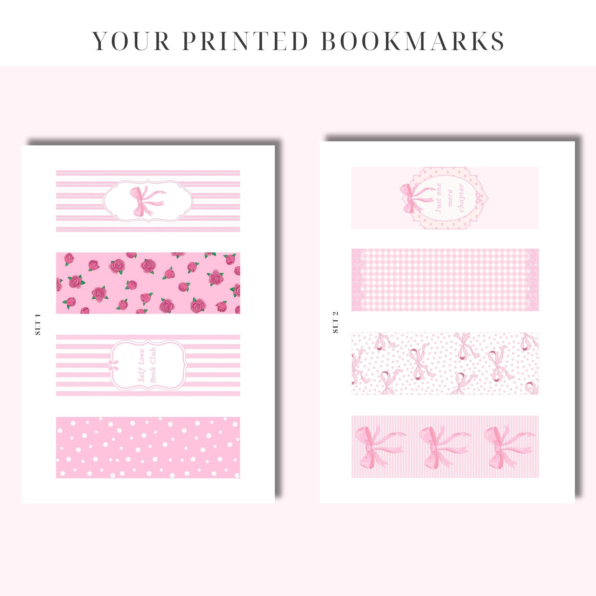 Printable Bookmarks Paste Pink Girly Bookmarks Coquette Bookmarks Cute ...
