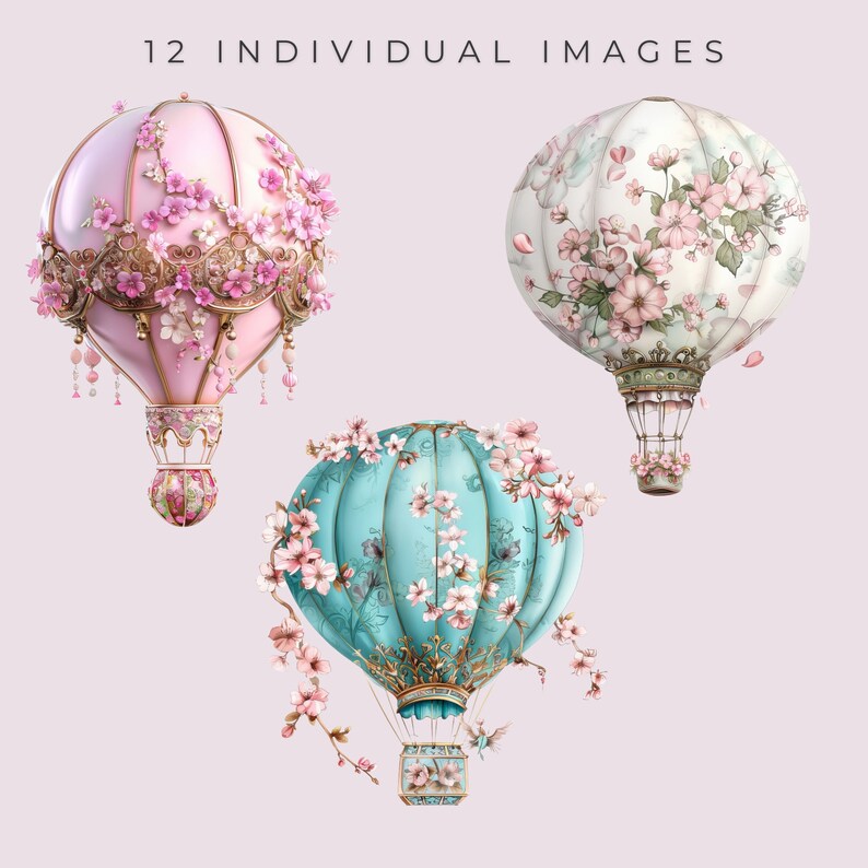 Hot Air Balloon Clipart Blush Pink Hot Air Balloons Balloon Clipart ...