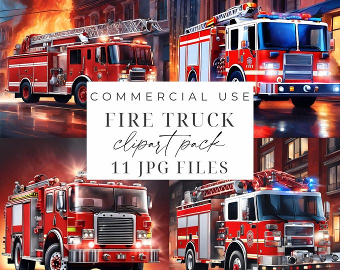 Fire Truck Clipart | 10 High Quality Png's | Firefighter Clipart | Fire ...