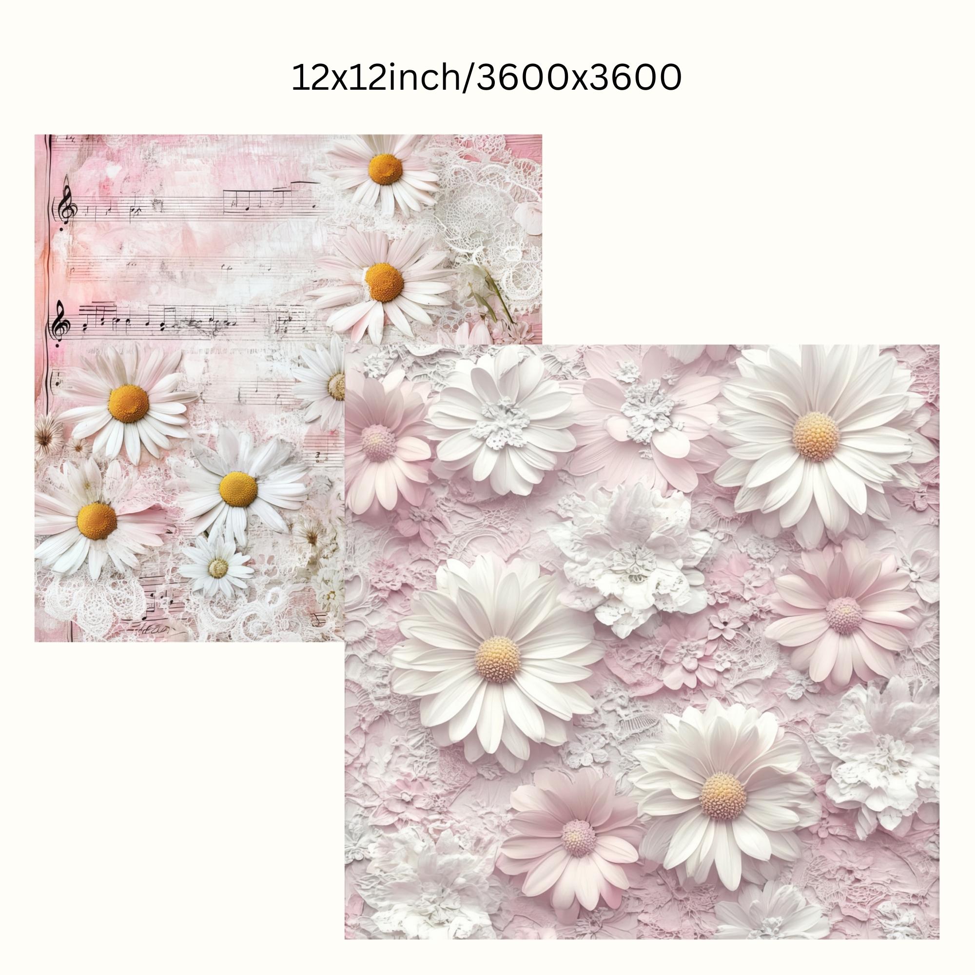 Daisy Flowers Digital Paper Pastel Daisy Pattern JPG Printable Daisies ...