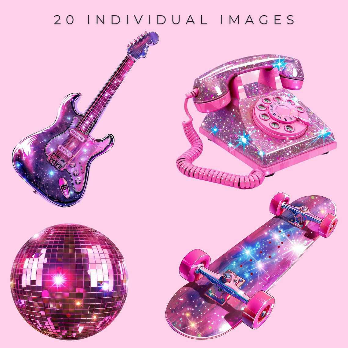 80's Retro Clipart Set 80's Neon Clipart Digital Download Disco Clipart ...