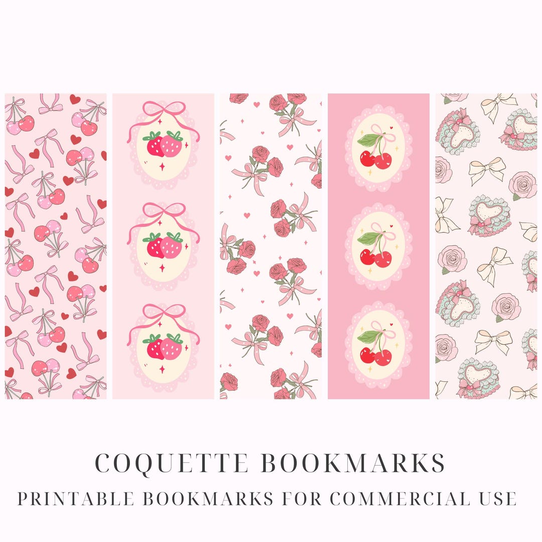 Coquette Printable Bookmarks Digital Bookmarks Cute Bookmarks Instant ...