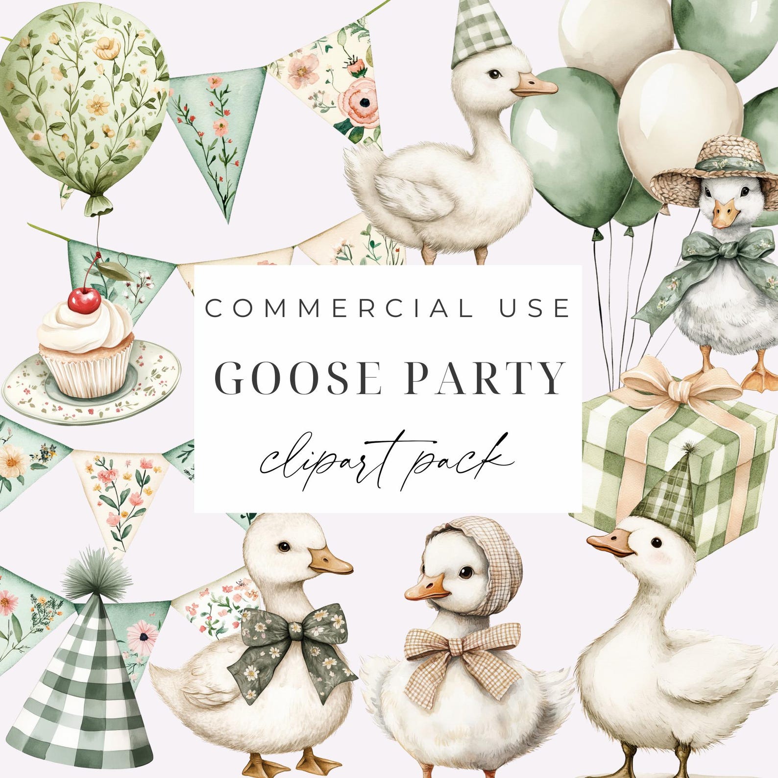 Silly Goose Clipart Goose Party Pngs Watercolor Birthday Baby Shower ...