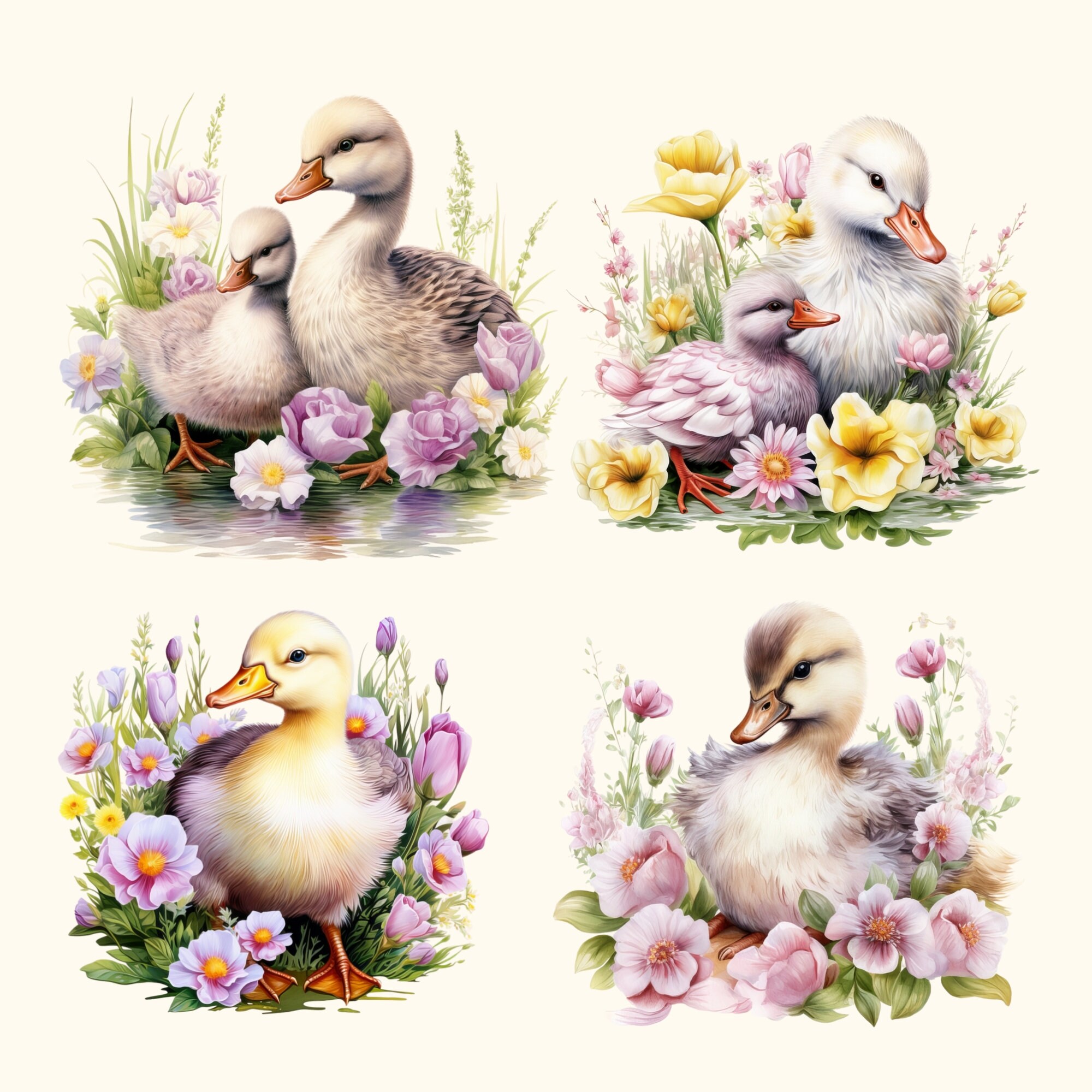 Ducklings Clipart Set, Cute Fluffy Ducklings Clipart, Baby Ducks Bundle ...