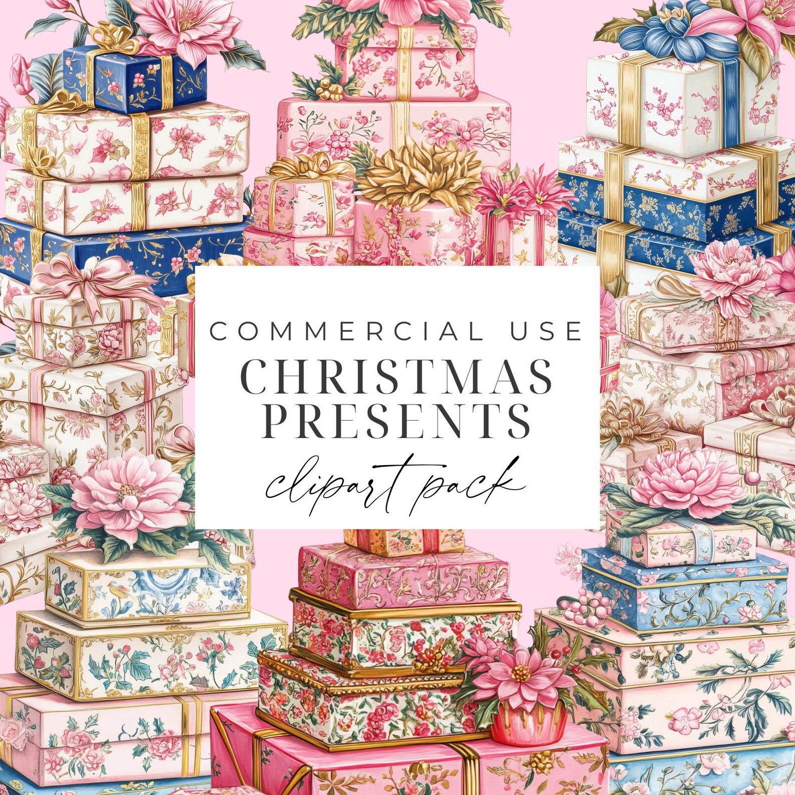 Christmas Clipart Bundle Christmas Presents Clipart Watercolor Pngs ...