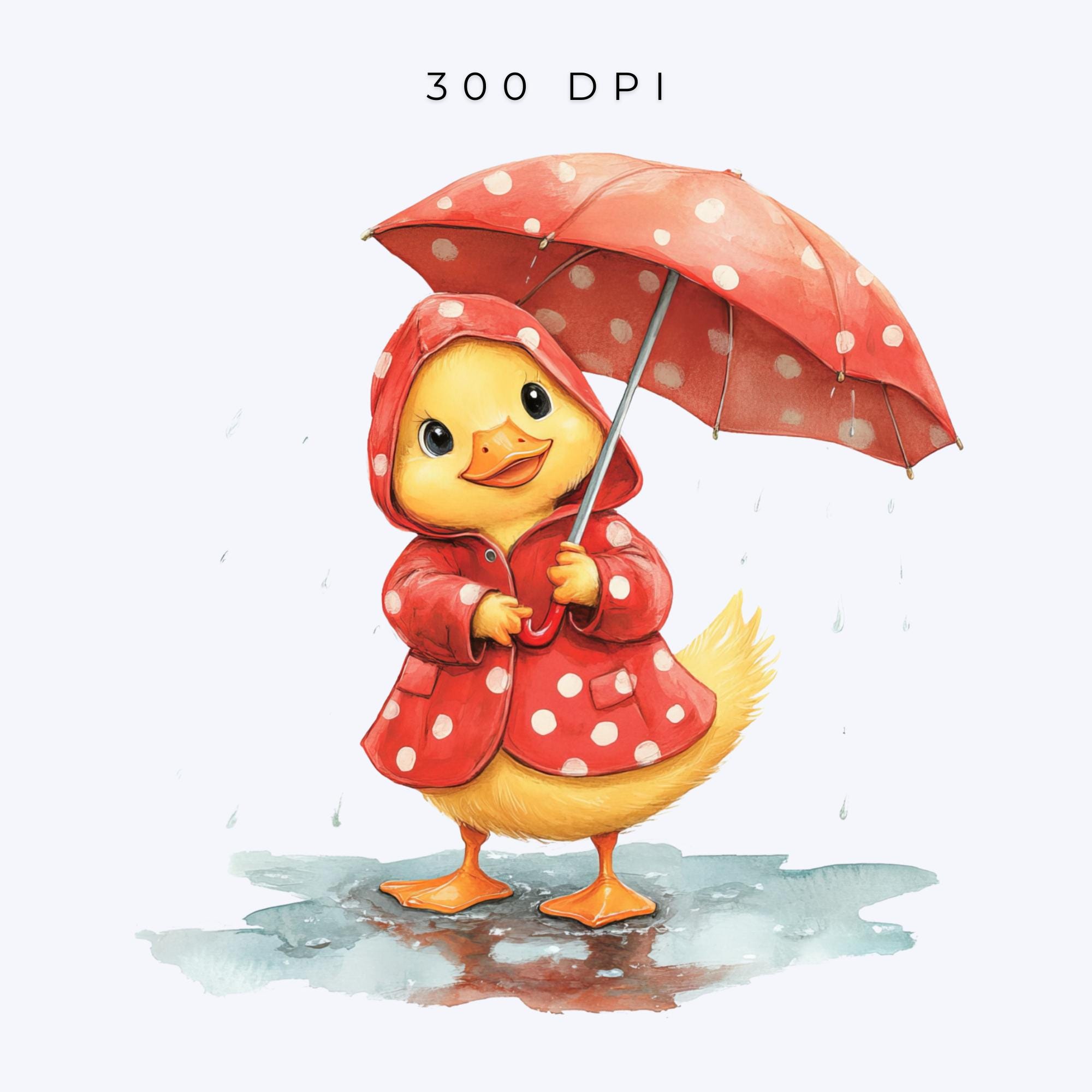 Rainy Day Duckling Clipart Duckling in Rain Clipart PNG Watercolor ...
