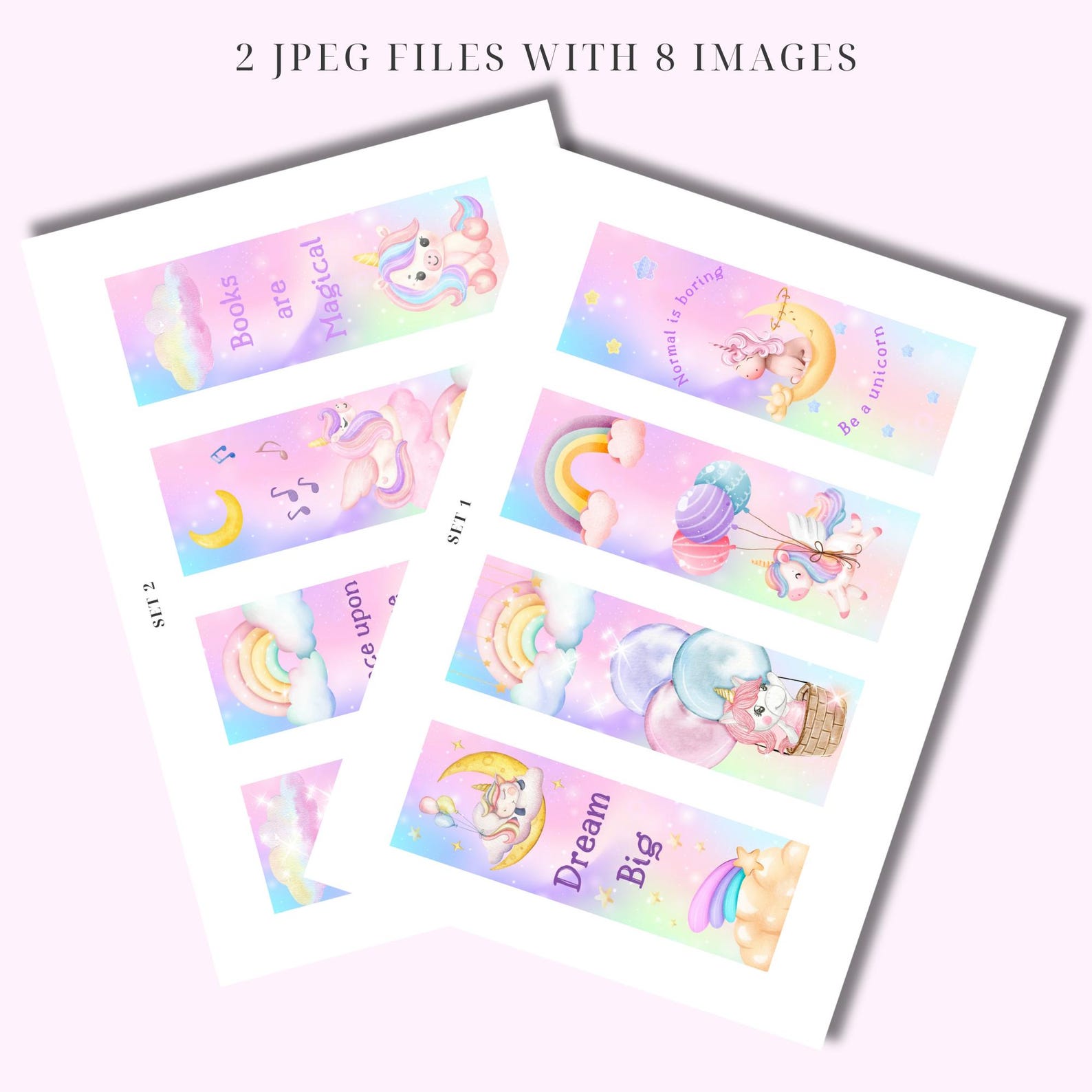 Cute Printable Unicorn Bookmarks Digital Download JPG Kids Bookmarks ...