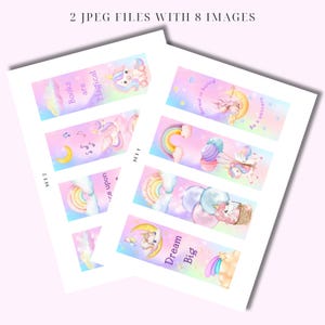 Cute Printable Unicorn Bookmarks Digital Download JPG Kids Bookmarks ...
