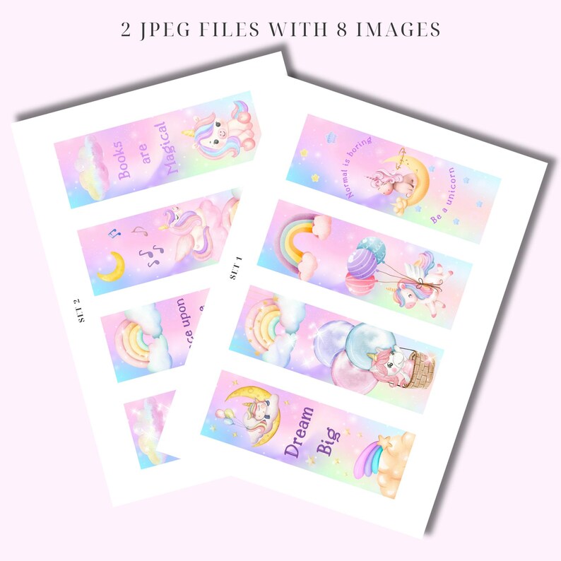 Cute Printable Unicorn Bookmarks Digital Download JPG Kids Bookmarks ...